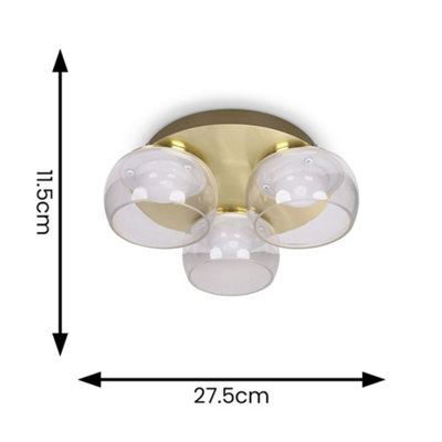 ValueLights Alissa Brushed Gold IP44 3 Way Clear Glass Integrated LED ...