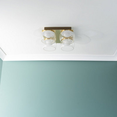 ValueLights Alissa Brushed Gold IP44 4 Way Clear Glass Integrated LED ...