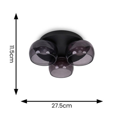 ValueLights Alissa Matte Black IP44 3 Way Smoked Glass Integrated LED ...