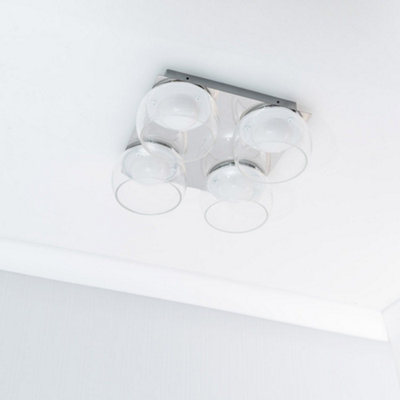 ValueLights Alissa Polished Chrome IP44 4 Way Clear Glass Integrated ...