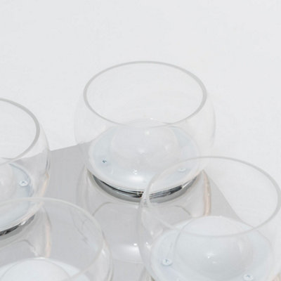 ValueLights Alissa Polished Chrome IP44 4 Way Clear Glass Integrated ...