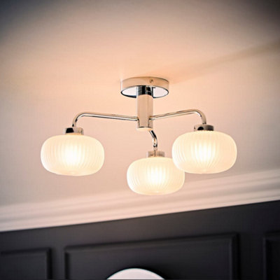 ValueLights Amaia Polished Chrome IP44 Rated 3 Way Frosted Ribbed Glass ...