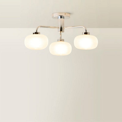 ValueLights Amaia Polished Chrome IP44 Rated 3 Way Frosted Ribbed Glass ...