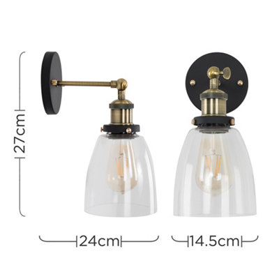 ValueLights Ambrose Retro Style Antique Brass and Black Metal ...
