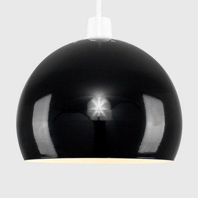 ValueLights Arco Gloss Black Ceiling Shade and Bulb (D)20cm