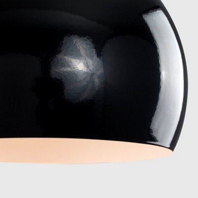ValueLights Arco Gloss Black Ceiling Shade and Bulb (D)20cm