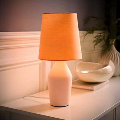 ValueLights Arlo Rose Pink Ceramic Base Table Lamp with Tapered Shade ...