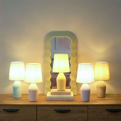 ValueLights Arlo Rose Pink Ceramic Base Table Lamp with Tapered Shade