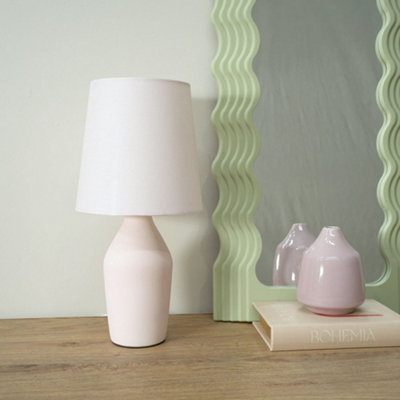 ValueLights Arlo Rose Pink Ceramic Base Table Lamp with Tapered Shade
