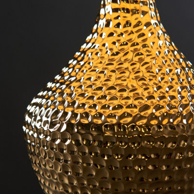 VALUELIGHTS BAILEY METALLIC GOLD INDENT TEXTURED CERAMIC TABLE LAMP ...