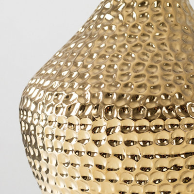 ValueLights Bailey Metallic Gold Indent Textured Ceramic Table Lamp ...