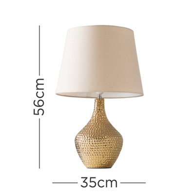 VALUELIGHTS BAILEY METALLIC GOLD INDENT TEXTURED CERAMIC TABLE LAMP ...