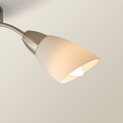 ValueLights Barine 3 Way Brushed Chrome Curved Arm Ceiling Light with ...
