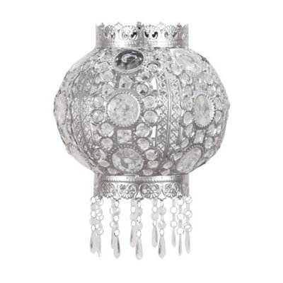 ValueLights Bazaar Moroccan Jewelled Silver Ceiling Lamp Shade