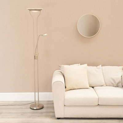 ValueLights Beata Brushed Chrome Integrated LED Uplighter Floor Lamp ...