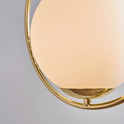 ValueLights Beauworth Contemporary Gold Ring and Opal Glass Globe Shade ...