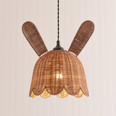 ValueLights Bella Natural Rattan Bunny Rabbit Easy Fit Ceiling Lamp ...