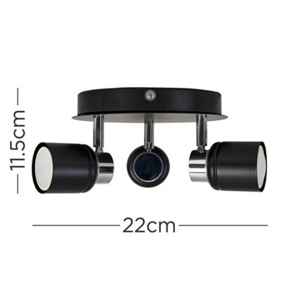 ValueLights Benton 3 Way Silver Ceiling Bar Spotlight and GU10 ...