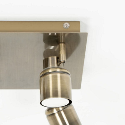 ValueLights Benton Antique Brass 4 Way Square IP44 Bathroom Ceiling ...