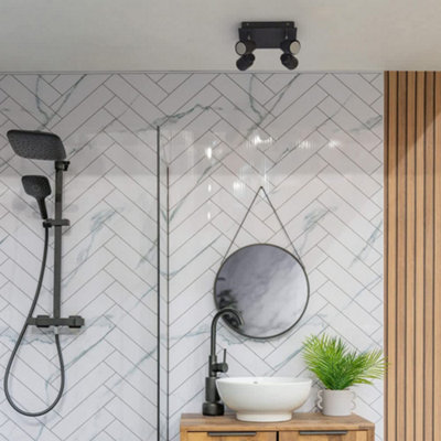 ValueLights Benton Black 4 Way Square IP44 Bathroom Ceiling Spotlight ...