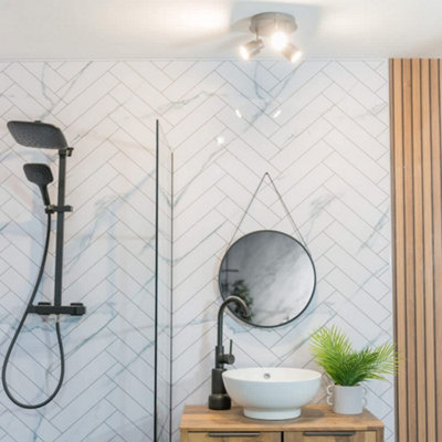 ValueLights Benton Grey 3 Way Round IP44 Bathroom Ceiling Spotlight