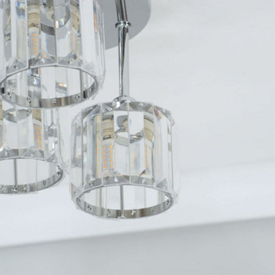 ValueLights Beth Silver Chrome 3 Way Drop Ceiling Light Fitting with ...
