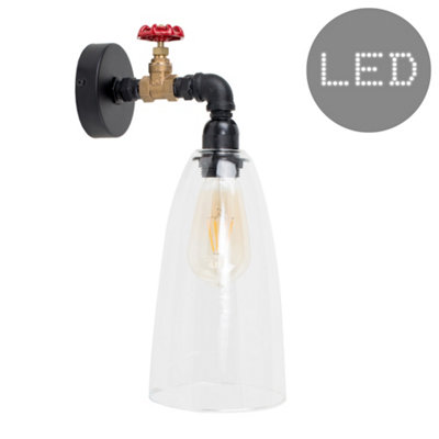 ValueLights Black Indoor Wall Lantern and E27 Pear LED 4W Warm White ...