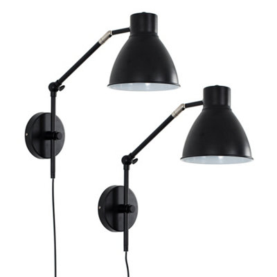 ValueLights Black Indoor Wall Spotlight and E27 Globe LED 4W Warm White ...