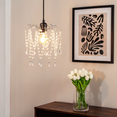 ValueLights Blanche Easy Fit Acrylic Jewel Droplet Chandelier Ceiling ...