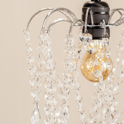 ValueLights Blanche Easy Fit Acrylic Jewel Droplet Chandelier Ceiling ...