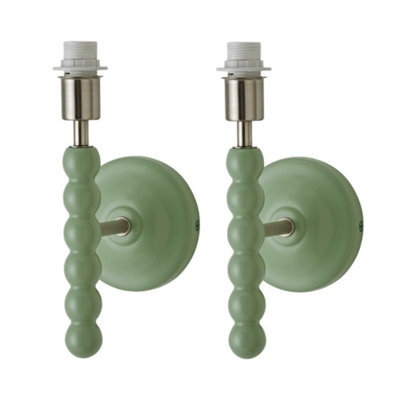ValueLights Bobbin Pair of Sage Green Wall Light Bases