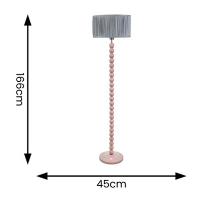 ValueLights Bobbins Painted Rose Floor Lamp with Ruched Pleated Powder ...