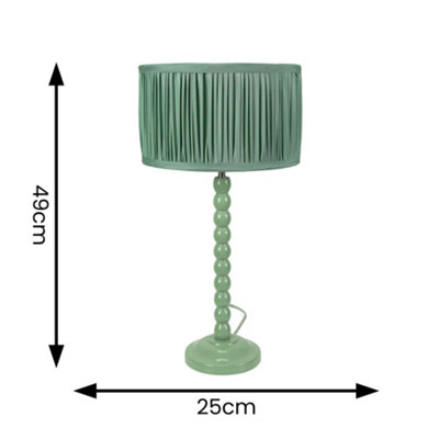 ValueLights Bobbins Sage Green Table Lamp with Ruched Pleated Green ...