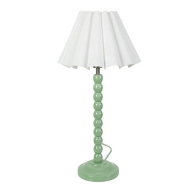 ValueLights Bobbins Sage Green Table Lamp with White Scallop Tapered ...