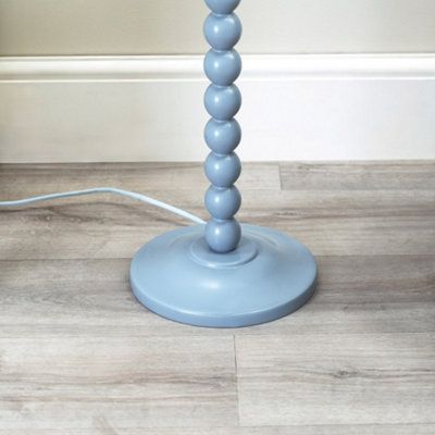 ValueLights Bobbles Powder Blue Bobbin Floor Lamp with Blue Pleated ...