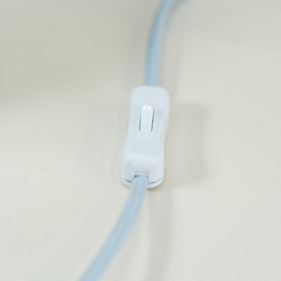 ValueLights Bobbles Powder Blue Bobbin Table Lamp with Blue Pleated ...