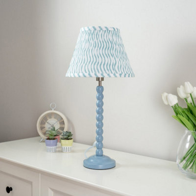 ValueLights Bobbles Powder Blue Bobbin Table Lamp with Green Arrow ...