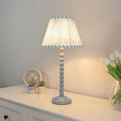 ValueLights Bobbles Powder Blue Bobbin Table Lamp with Green Arrow ...