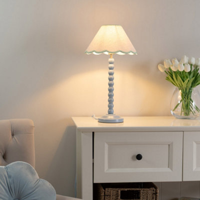ValueLights Bobbles Powder Blue Bobbin Table Lamp with Green Trim ...