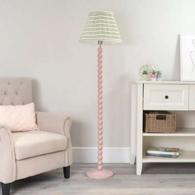 ValueLights Bobbles Rose Pink Bobbin Floor Lamp with Pink Aztec Pleated ...