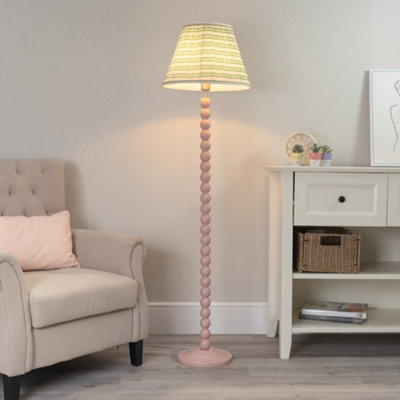 ValueLights Bobbles Rose Pink Bobbin Floor Lamp with Pink Aztec Pleated ...