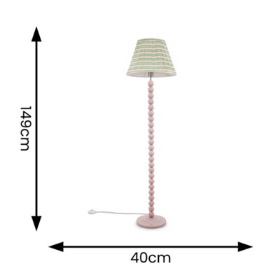ValueLights Bobbles Rose Pink Bobbin Floor Lamp with Pink Aztec Pleated ...