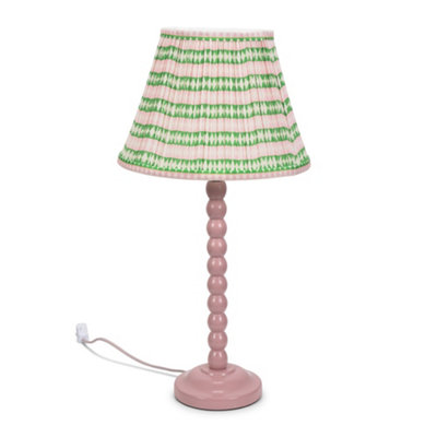 ValueLights Bobbles Rose Pink Bobbin Table Lamp with Pink Aztec Pleated ...