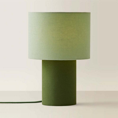 ValueLights Bobby Green Colour Clash Duo Fabric Table Lamp and Bulb