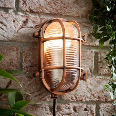 ValueLights Bow IP64 Rated Oval Bronzed Rustic Copper Effect Frosted ...