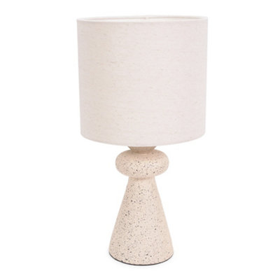 ValueLights Cady Natural Cement Effect Bedside Table Lamp with Drum ...