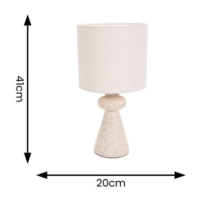 ValueLights Cady Natural Cement Effect Bedside Table Lamp with Drum ...