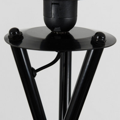 ValueLights Camden Black Tripod Floor Lamp with Cream Shade