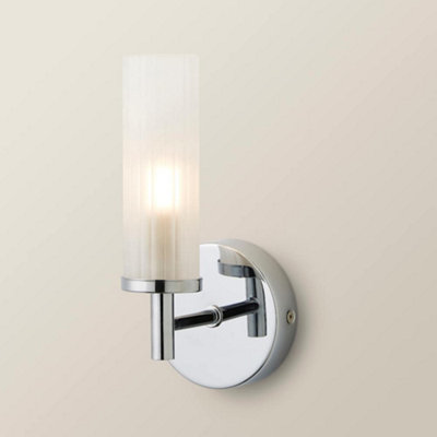 ValueLights Canya Chrome IP44 Rated Bathroom Frosted Reeded Glass Wall ...