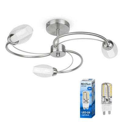 ValueLights Caprice Modern 3 Way Brushed Chrome & Glass Swirl Design ...
